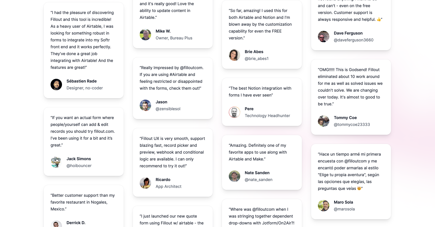 Fillout | Wall of love